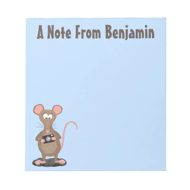 Funny rat with camera cartoon illustration notepad | Zazzle