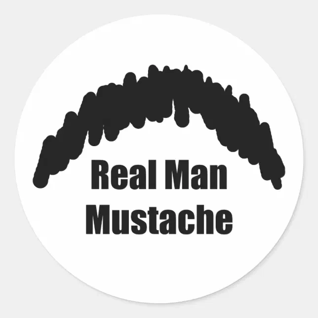 Funny Real Men Cookie Duster Mustache Classic Round Sticker | Zazzle