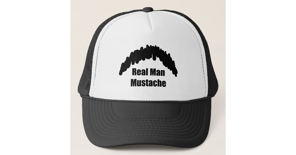 Funny Real Men Cookie Duster Mustache Trucker Hat | Zazzle