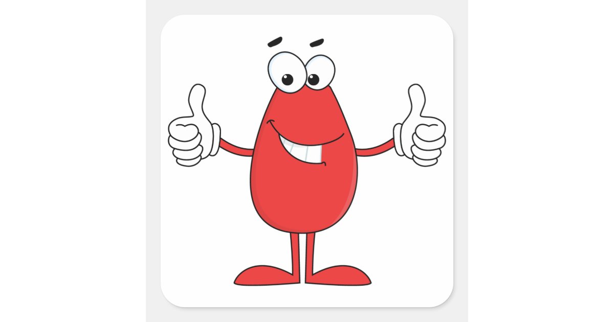 Funny Red Cartoon Square Sticker | Zazzle