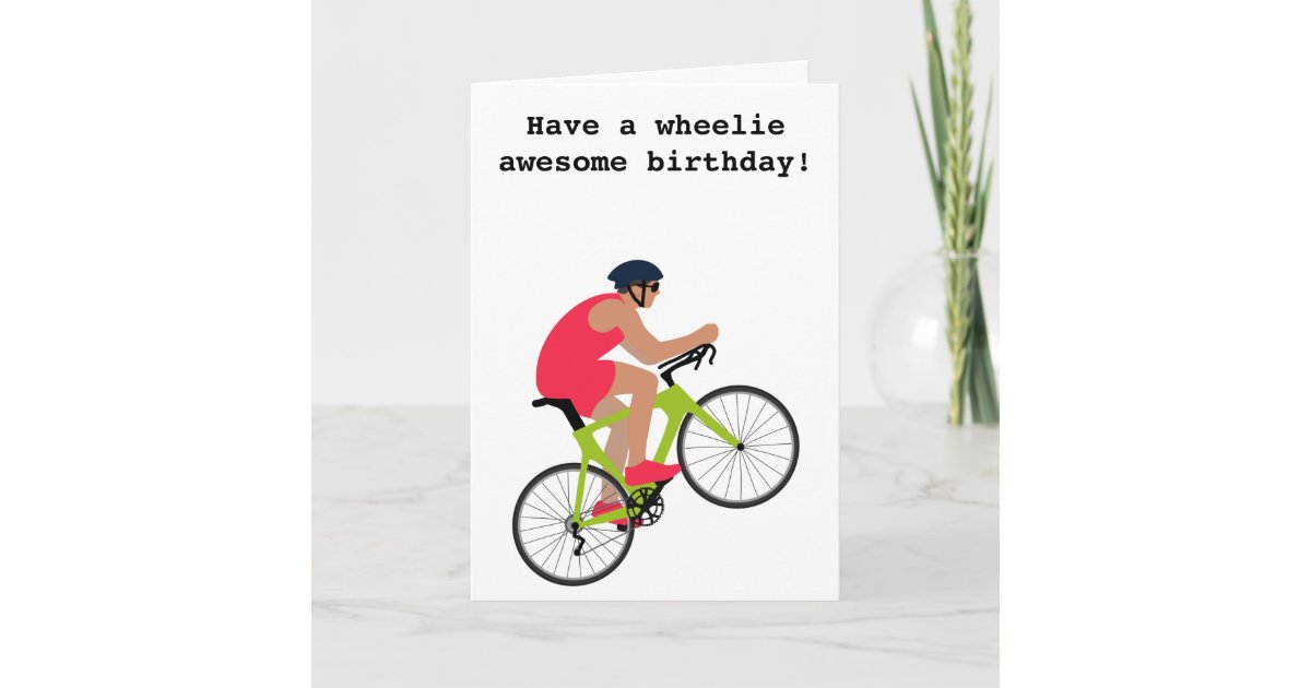 Funny red cycling pun birthday card for cyclist | Zazzle