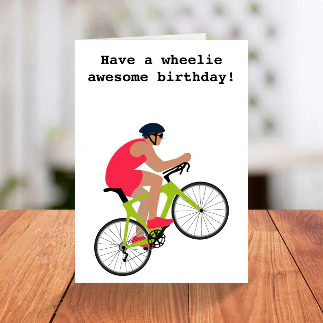 Funny red cycling pun birthday card for cyclist | Zazzle