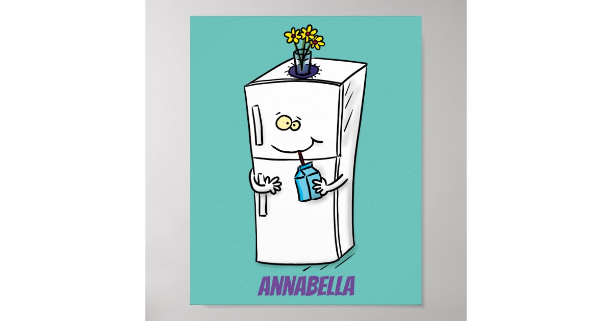 Funny refrigerator cartoon illustration poster | Zazzle