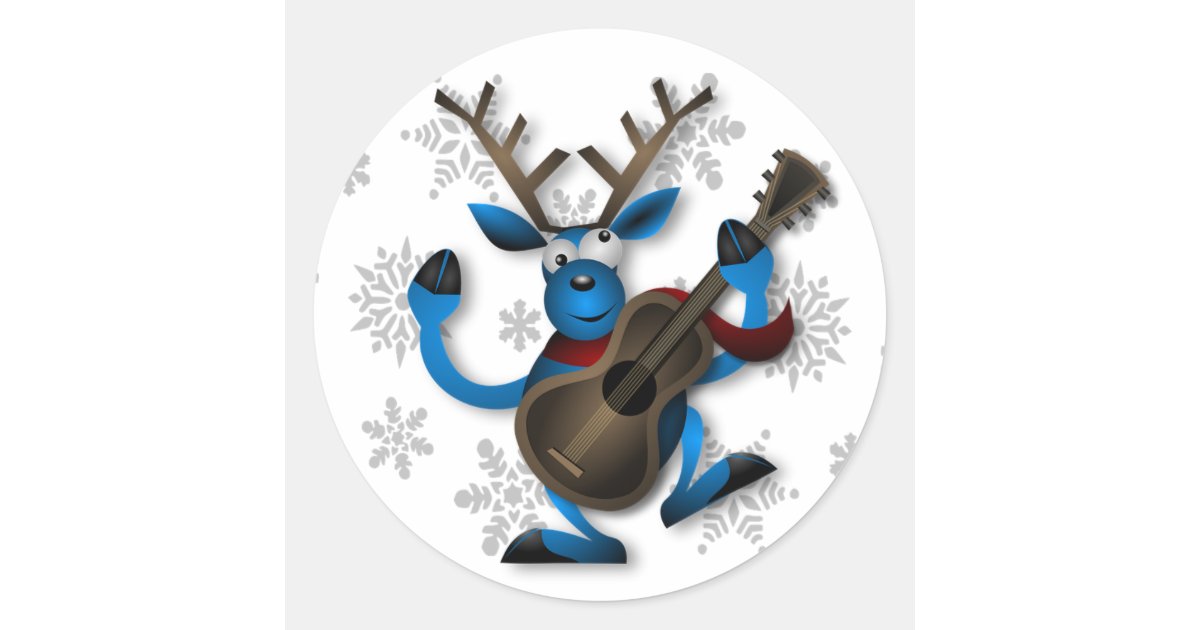 Funny Reindeer Playing Guitar Christmas Sticker | Zazzle