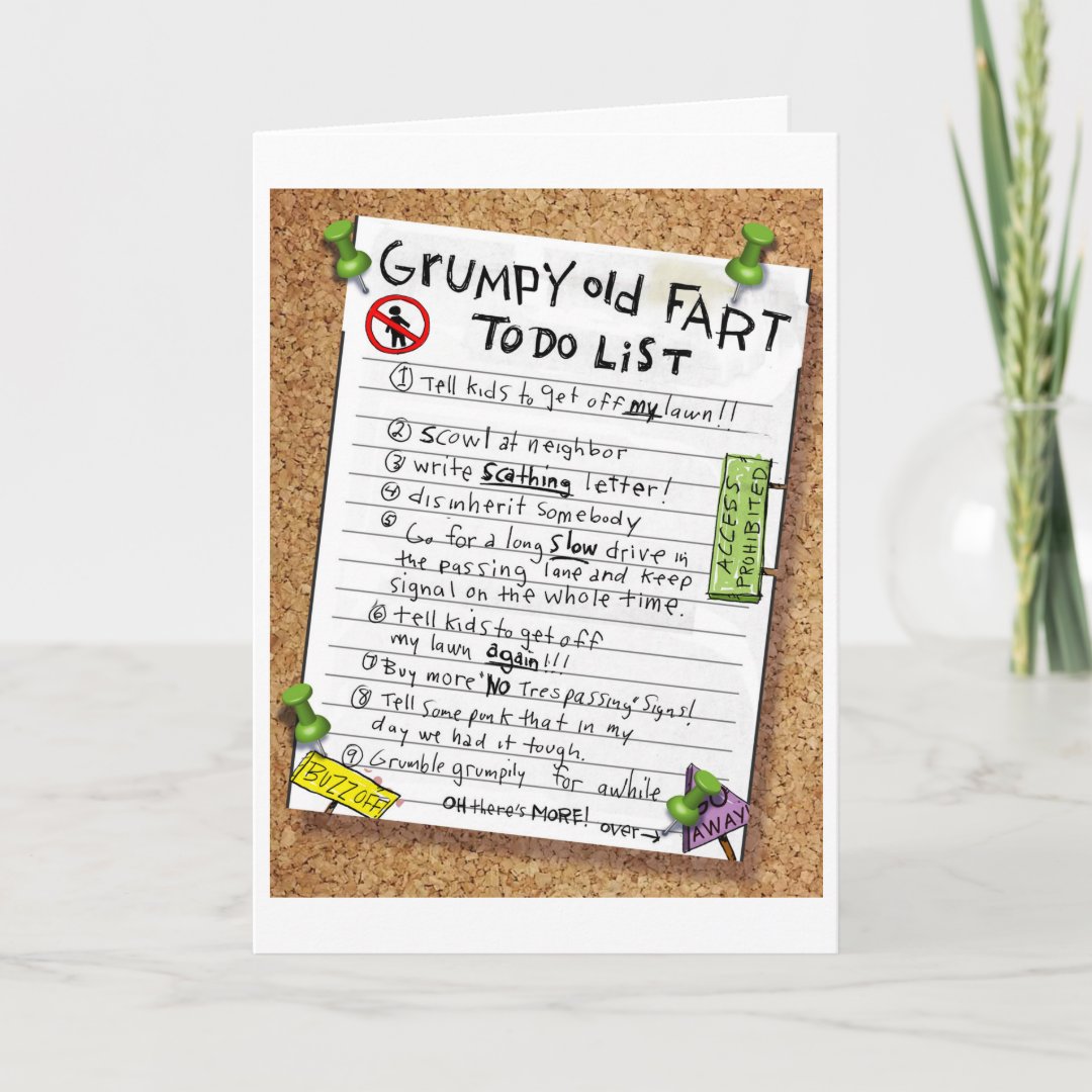 Funny Retirement Card - Grumpy Old Fart To Do List | Zazzle