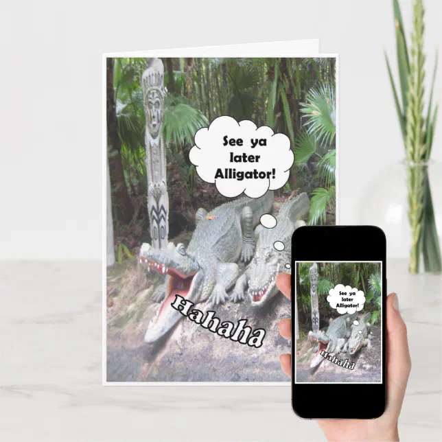 Funny RETIREMENT greeting card alligators | Zazzle