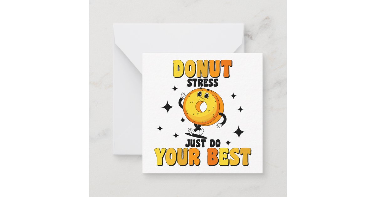 Funny Retro Donut motivational Quote Note Card | Zazzle
