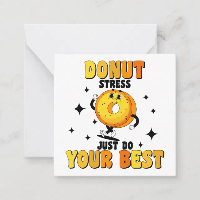 Funny Retro Donut motivational Quote Note Card | Zazzle