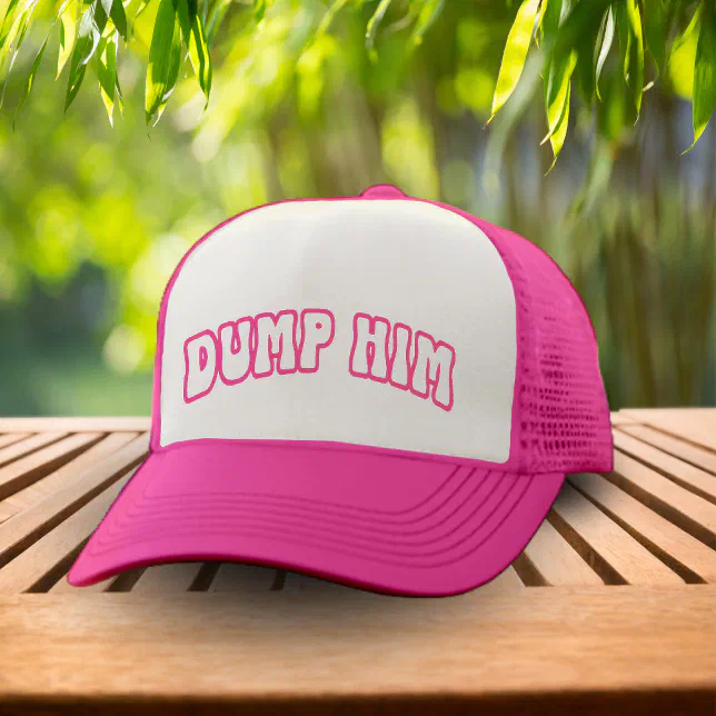 Funny Retro Dump Him Breakup Divorce White & Pink Trucker Hat | Zazzle