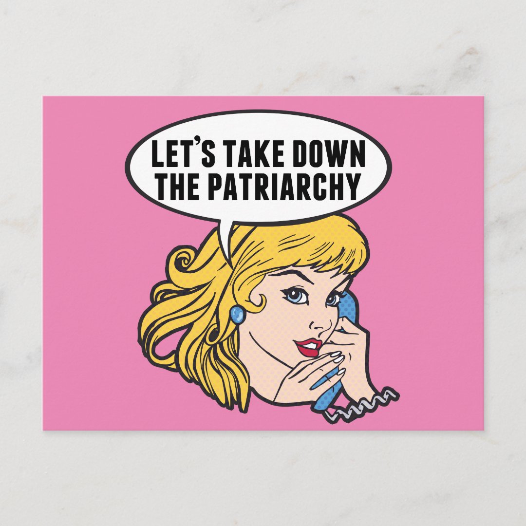 Funny Retro Feminist Pop Art Girl Pink Political Postcard | Zazzle