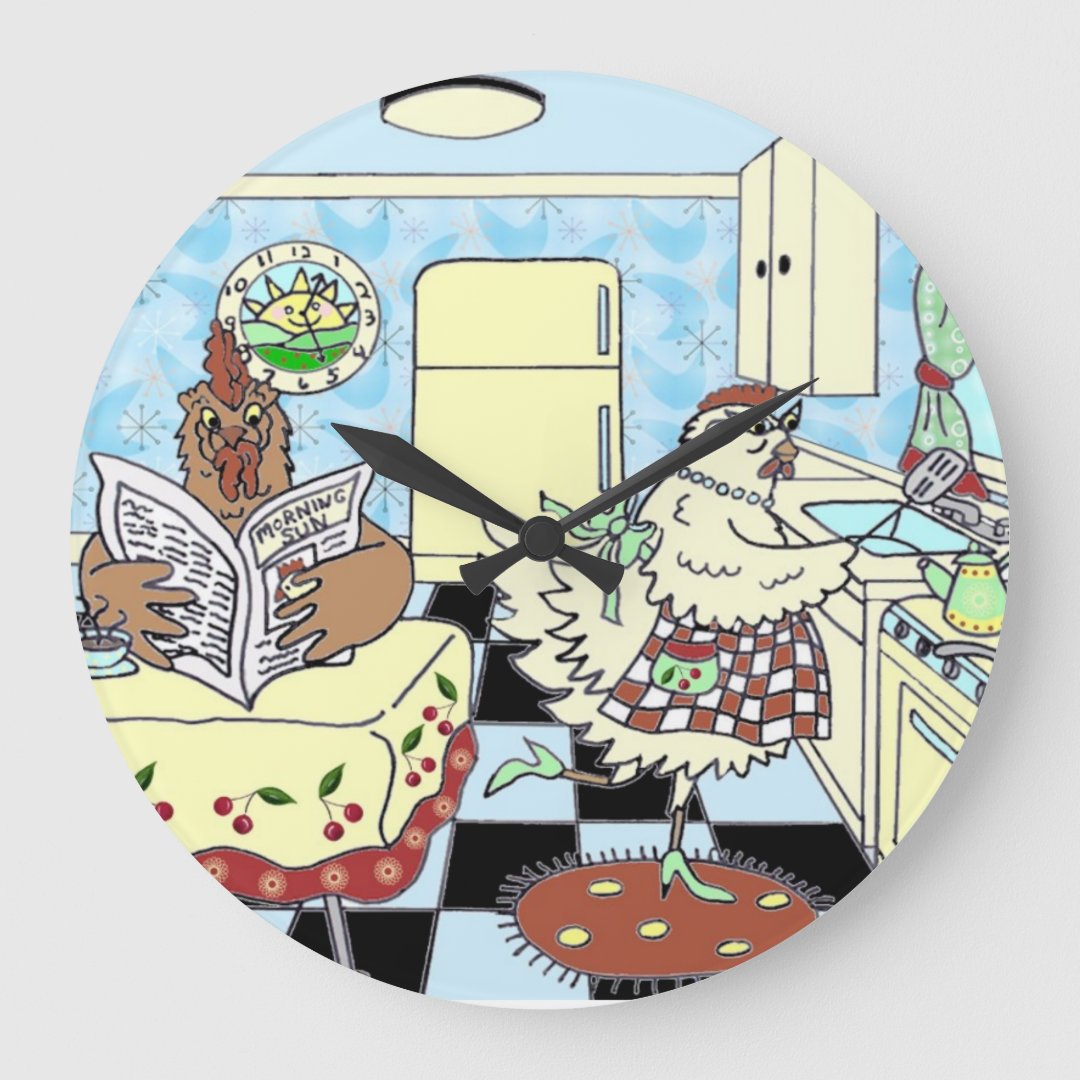 Funny retro kitchen wall clock | Zazzle
