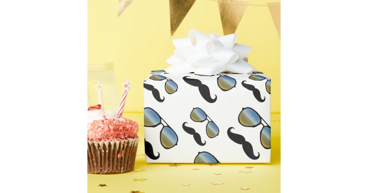 Funny Retro Mustache Sunglasses Wrapping Paper | Zazzle