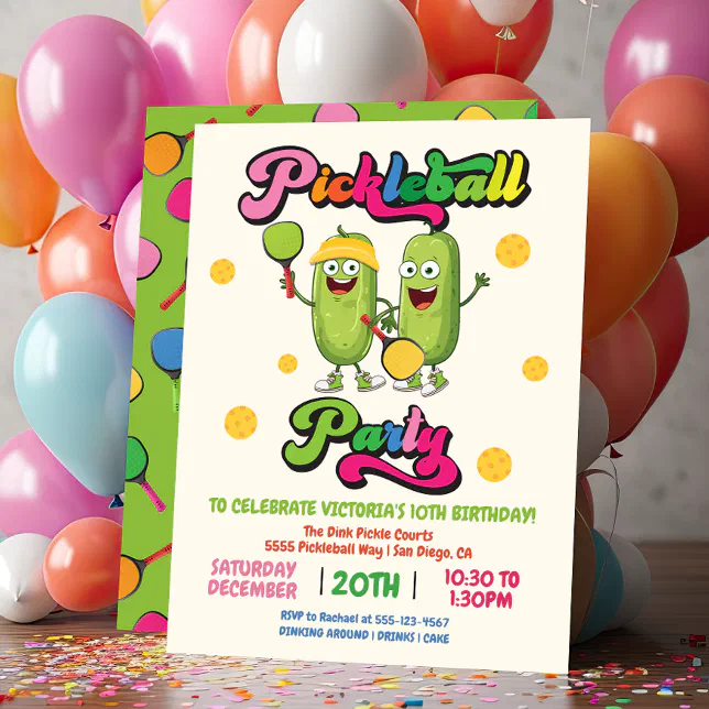 Funny Retro Pickleball Party Invitation | Zazzle