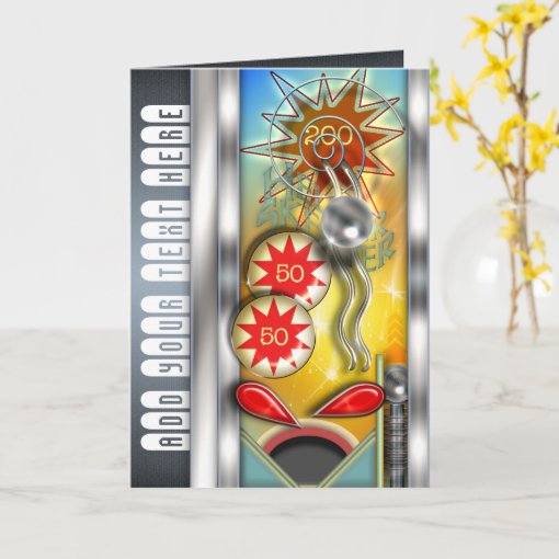 Funny Retro Pinball Machine Personalized Card | Zazzle