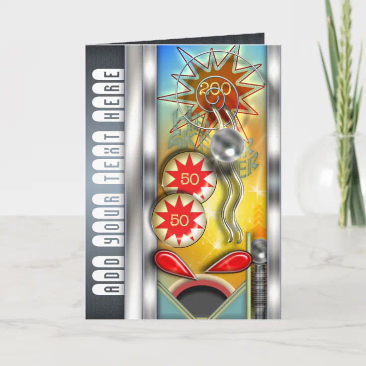 Funny Retro Pinball Machine Personalized Card | Zazzle