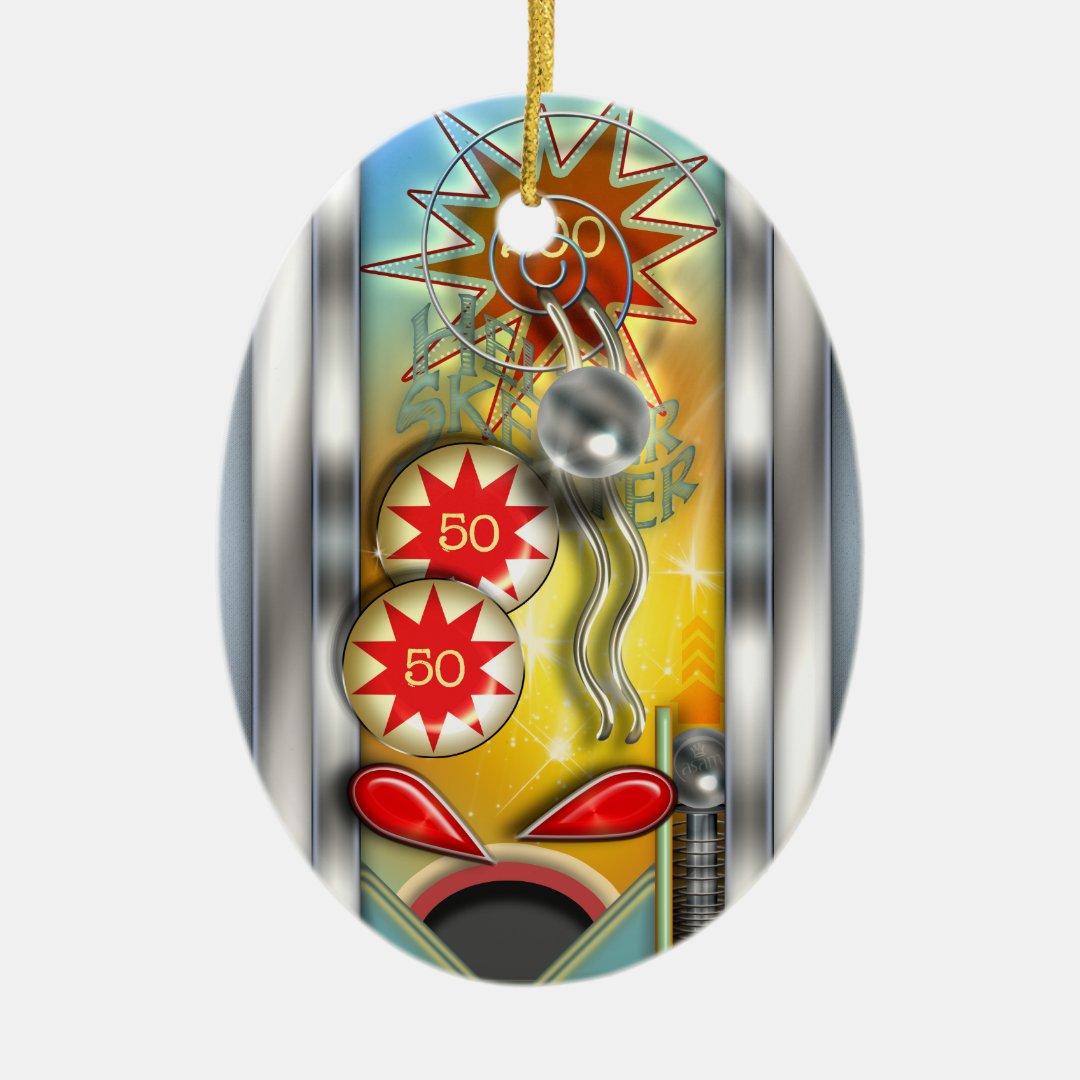 Funny Retro Pinball Machine Personalized Ceramic Ornament | Zazzle