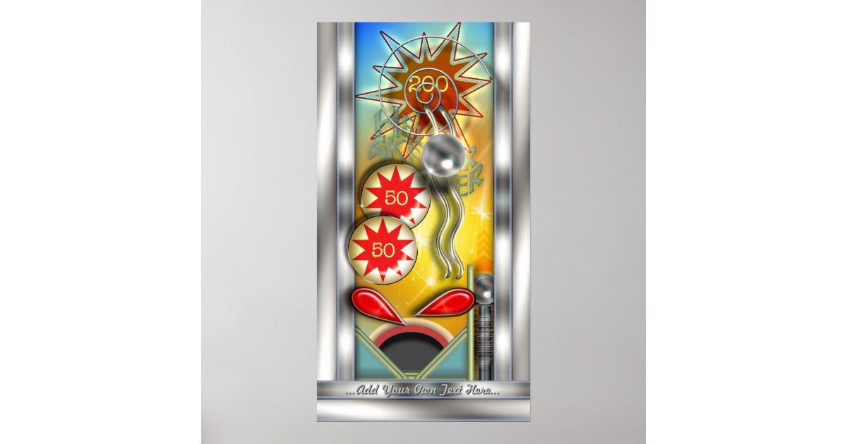 Funny Retro Pinball Machine Personalized Poster | Zazzle