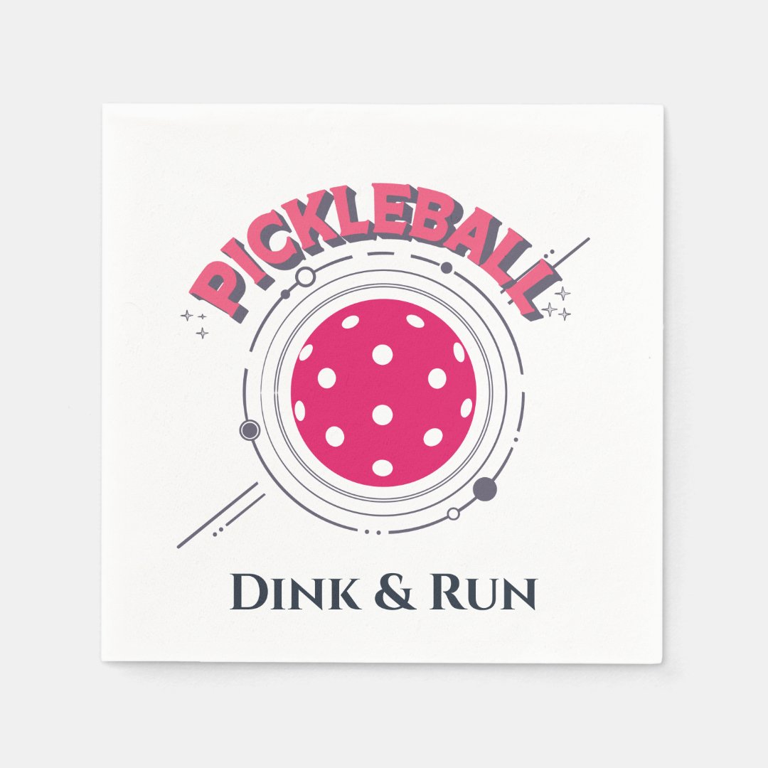 Funny Retro Pink Dink & Run Pickleball Napkins | Zazzle