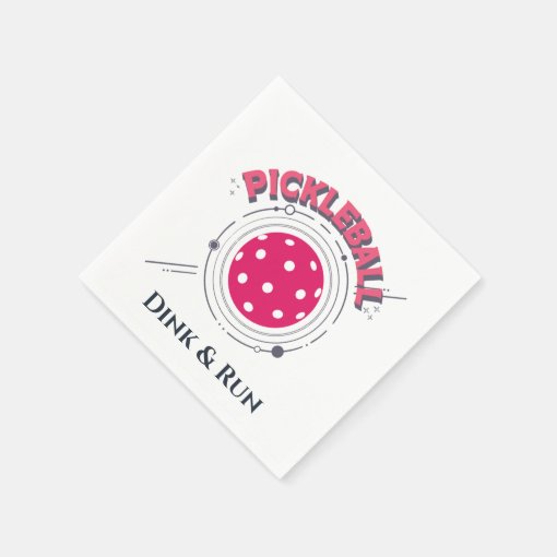 Funny Retro Pink Dink & Run Pickleball Napkins | Zazzle