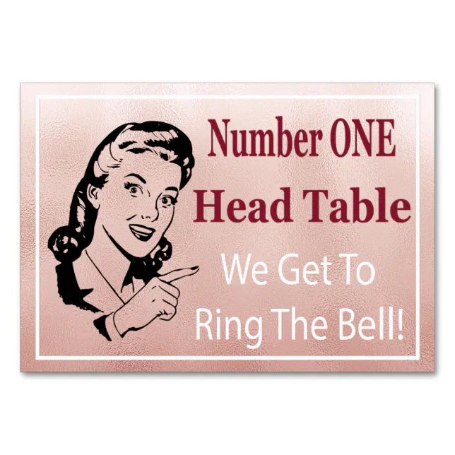 Funny Retro Rose Gold Bunco Head Table Card | Zazzle