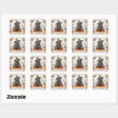 Funny retro spooky Halloween graveyard scarecrow Square Sticker | Zazzle