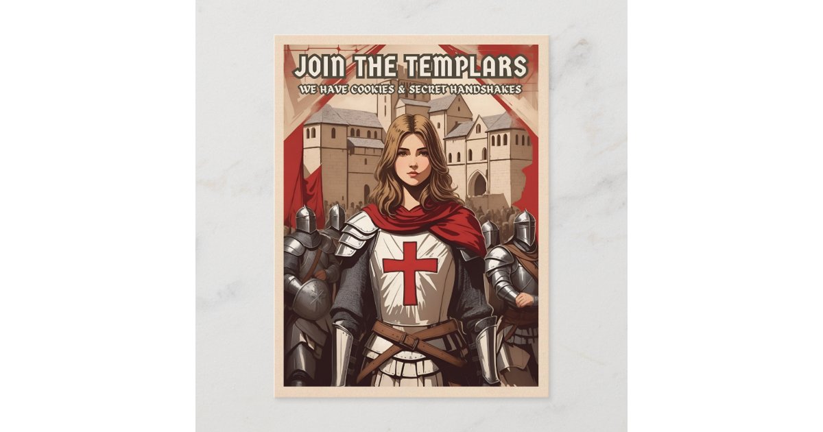 Funny Retro Style Medieval Templar Knight Humor Postcard | Zazzle