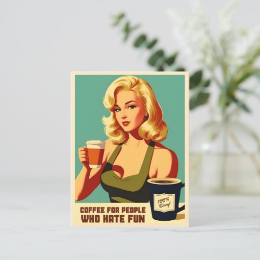 Funny Retro Vintage Decaf Coffee Humor Postcard | Zazzle