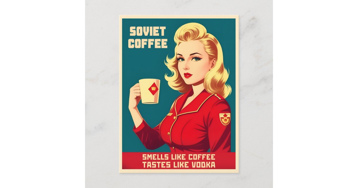 Funny Retro Vintage Soviet Coffee Caffeine Humor Postcard | Zazzle