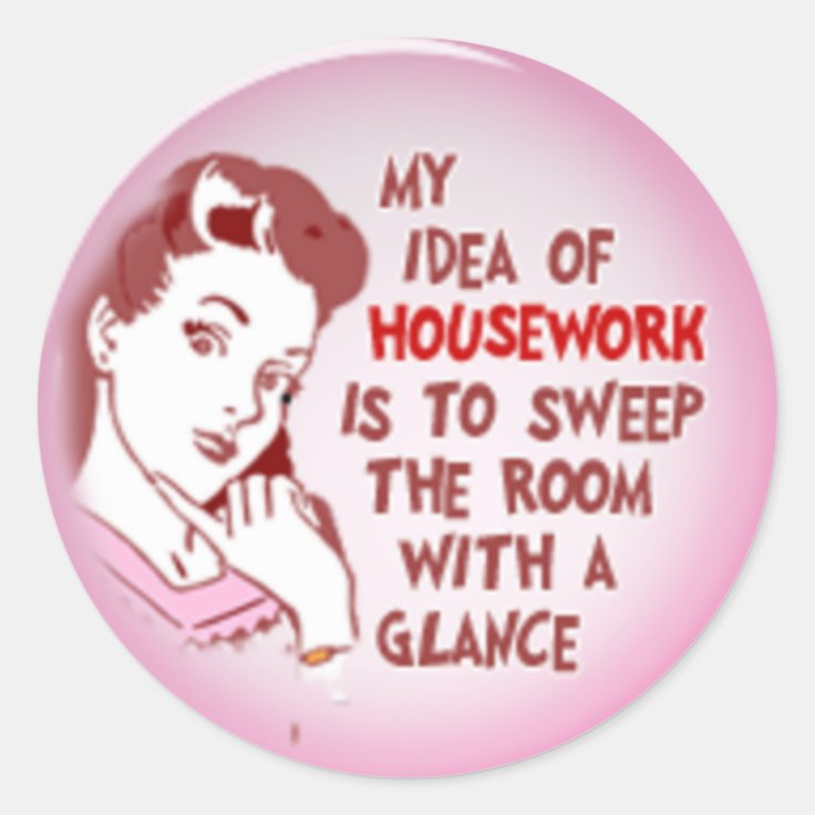 Funny retro woman 50's housewife housework sticker | Zazzle