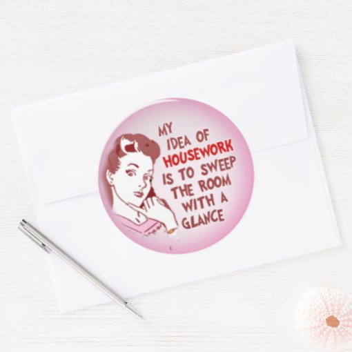 Funny retro woman 50's housewife housework sticker | Zazzle
