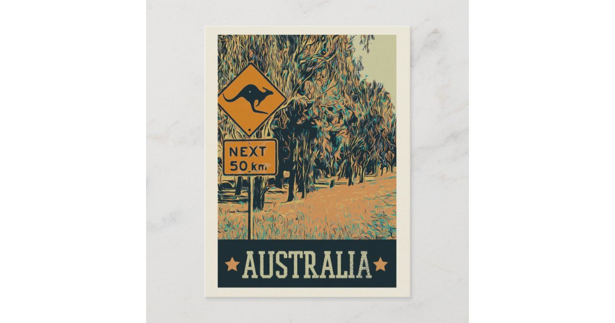Funny road sign, beware of kangaroos! postcard | Zazzle
