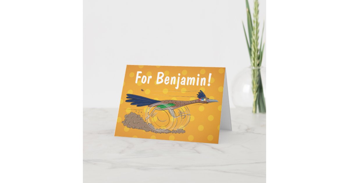 Funny roadrunner bird cartoon illustration card | Zazzle