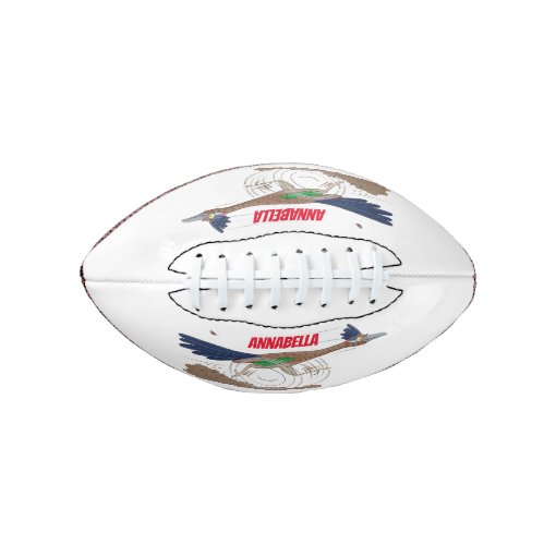 Funny roadrunner bird cartoon illustration football | Zazzle