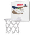 Funny roadrunner bird cartoon illustration mini basketball hoop | Zazzle