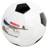 Funny roadrunner bird cartoon illustration soccer ball | Zazzle