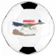 Funny roadrunner bird cartoon illustration soccer ball | Zazzle