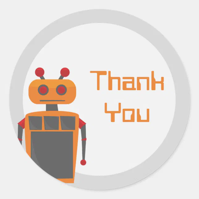 Funny Robot Thank You Stickers | Zazzle