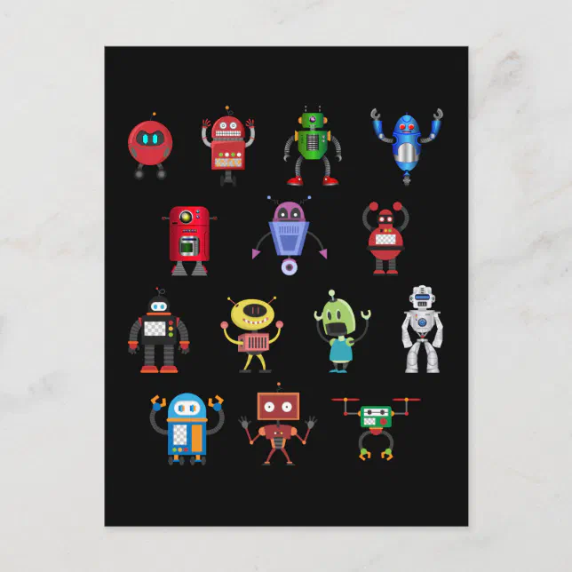 Funny Robots Girls Boys Robot Postcard | Zazzle