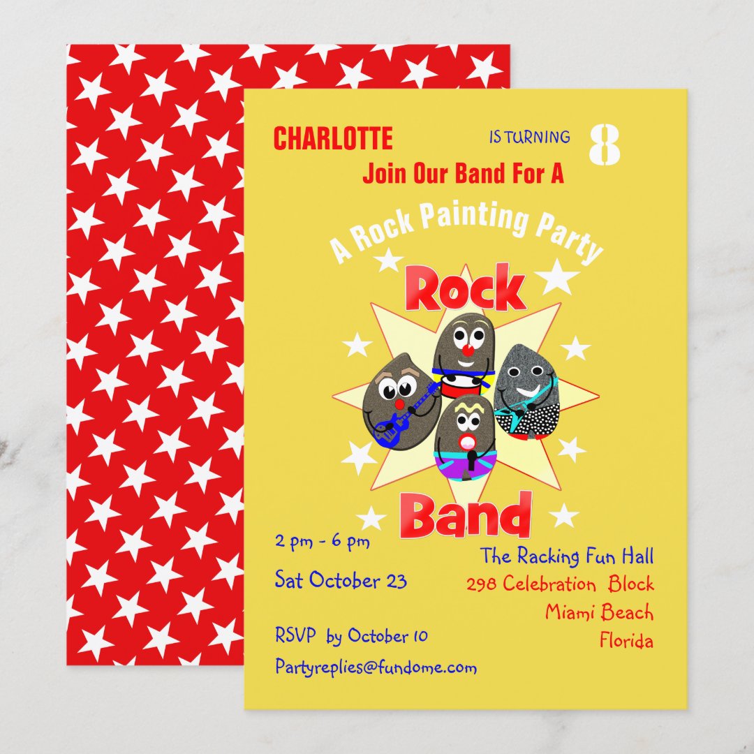 Funny Rock Band Rock Painting Party Invitation | Zazzle