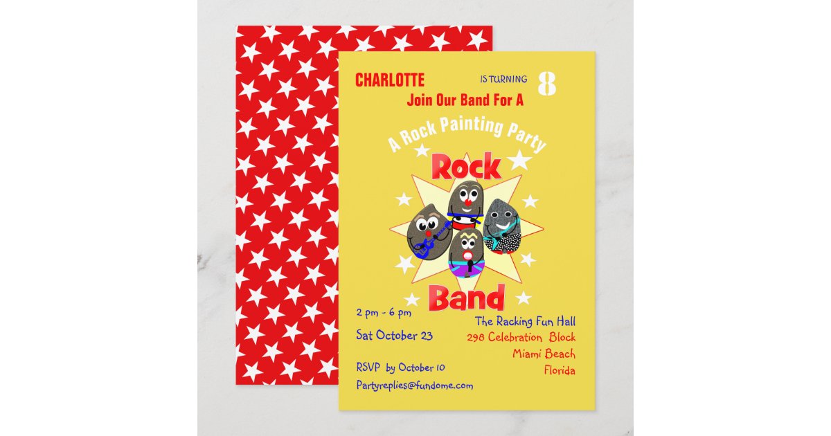 Funny Rock Band Rock Painting Party Invitation | Zazzle