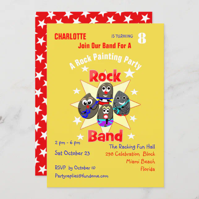 Funny Rock Band Rock Painting Party Invitation | Zazzle
