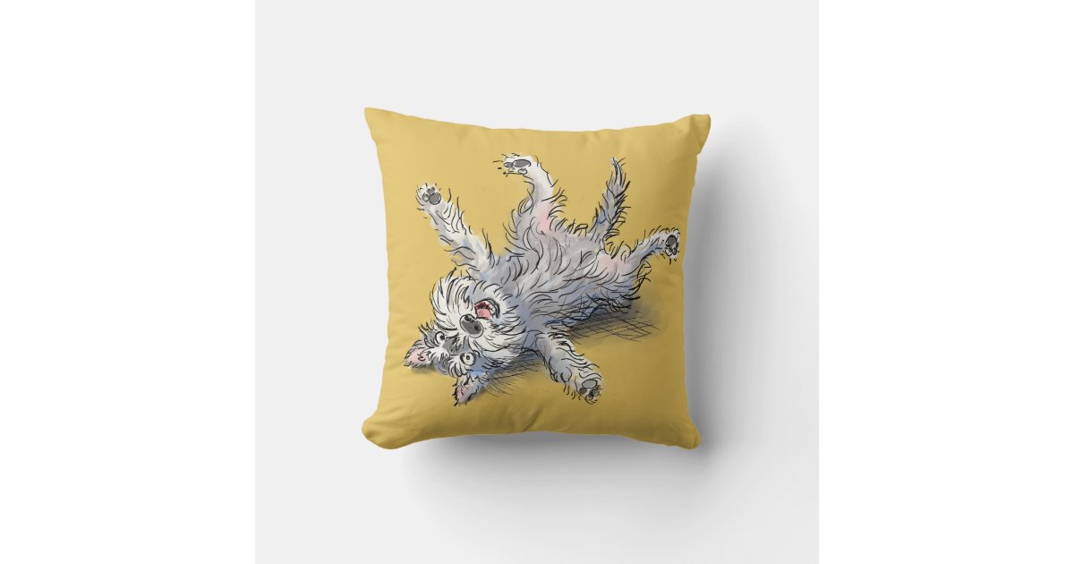 Funny Rolling Schnauzer Snuggle Throw Pillow | Zazzle