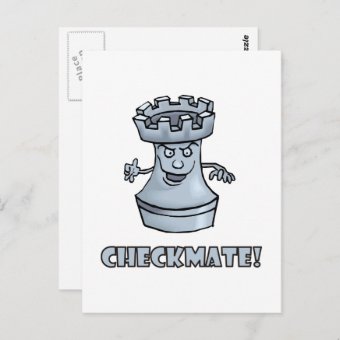 Funny rook chess piece (cartoon) checkmate! postcard | Zazzle