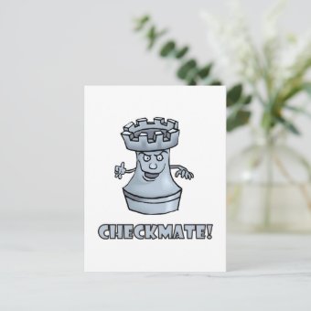Funny rook chess piece (cartoon) checkmate! postcard | Zazzle