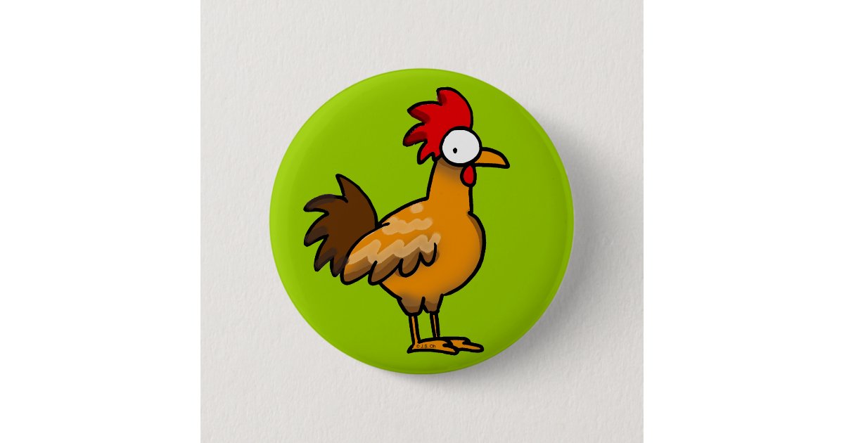 Funny rooster pinback button | Zazzle