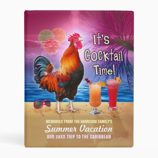 Funny Rooster Tropical Beach Sea Vacation Memories Mini Binder | Zazzle