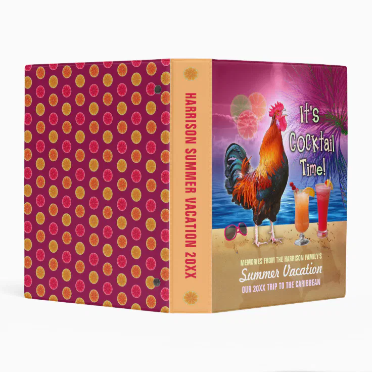 Funny Rooster Tropical Beach Sea Vacation Memories Mini Binder | Zazzle