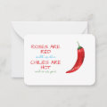 Funny Roses are Red Chili Poem Valentine's Day Note Card | Zazzle