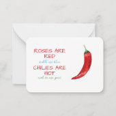 Funny Roses are Red Chili Poem Valentine's Day Note Card | Zazzle