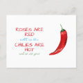 Funny Roses are Red Chili Poem Valentine's Day Postcard | Zazzle